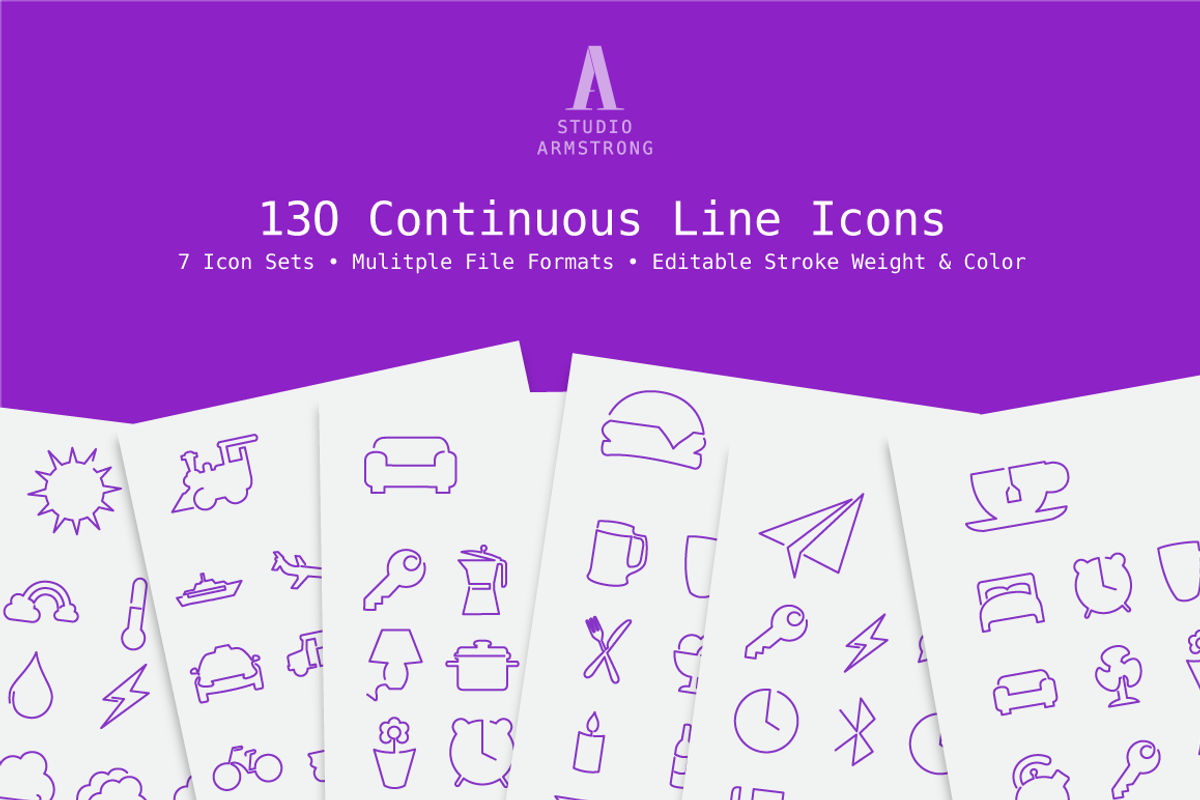 Continuous Line Icons, an Outline Icon by Studio Armstrong