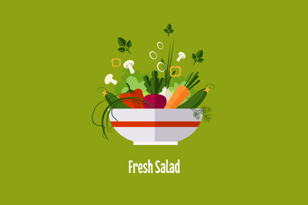 Vegetable salad, healthy food, an Illustration by TopVectors