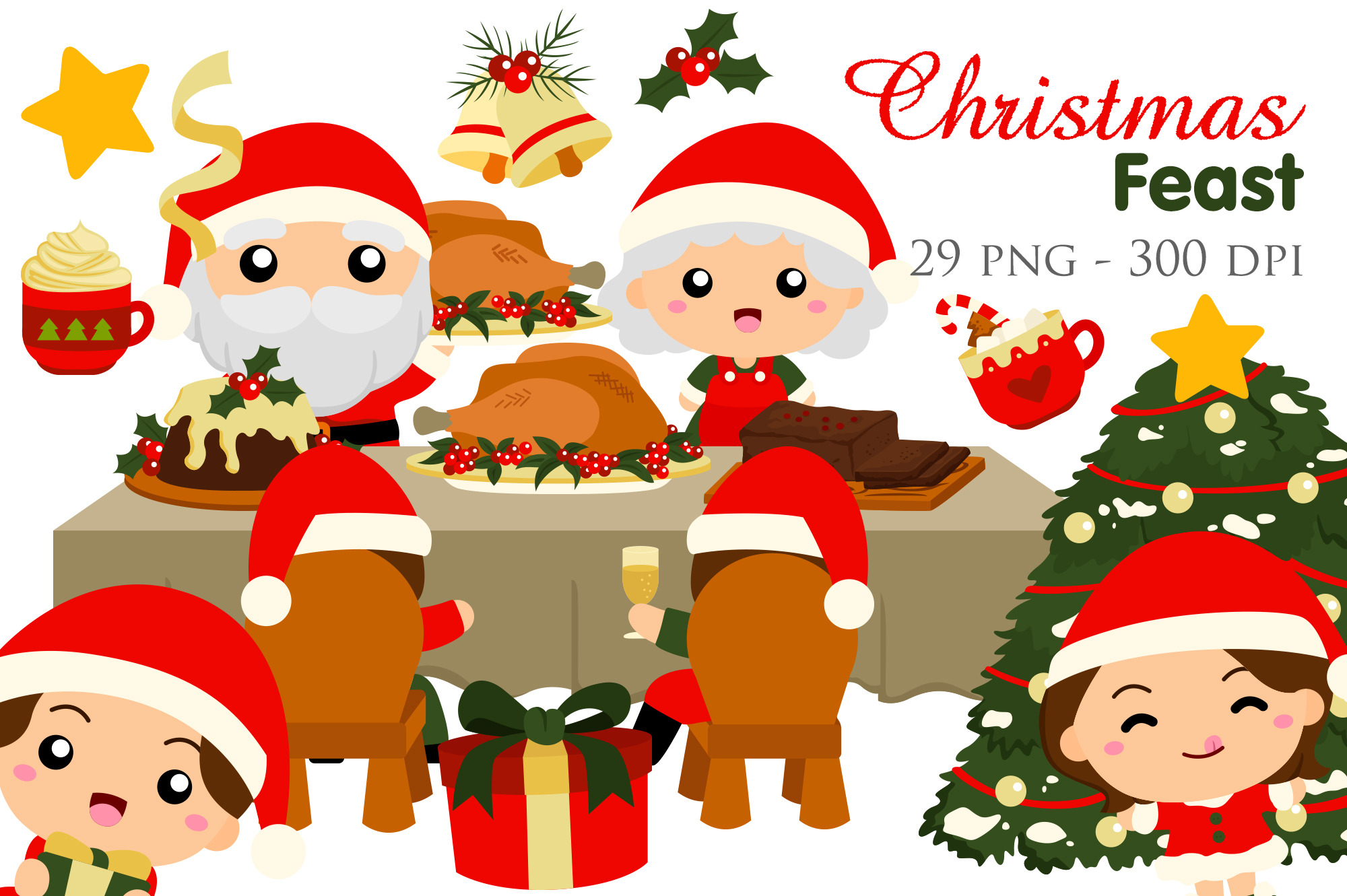 Christmas Feast Vector Clipart, a Decorative Illustration by ...