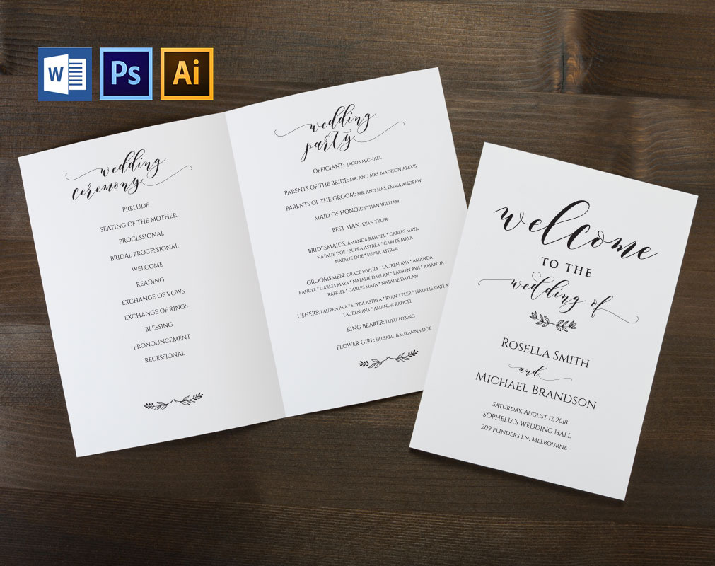 Wedding Program folded SHR361, an Invitation Template by Shafura_Wedding