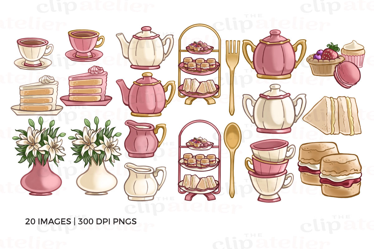 Tea Party Clipart Illustrations, a Food Illustration by TheClipAtelier ...