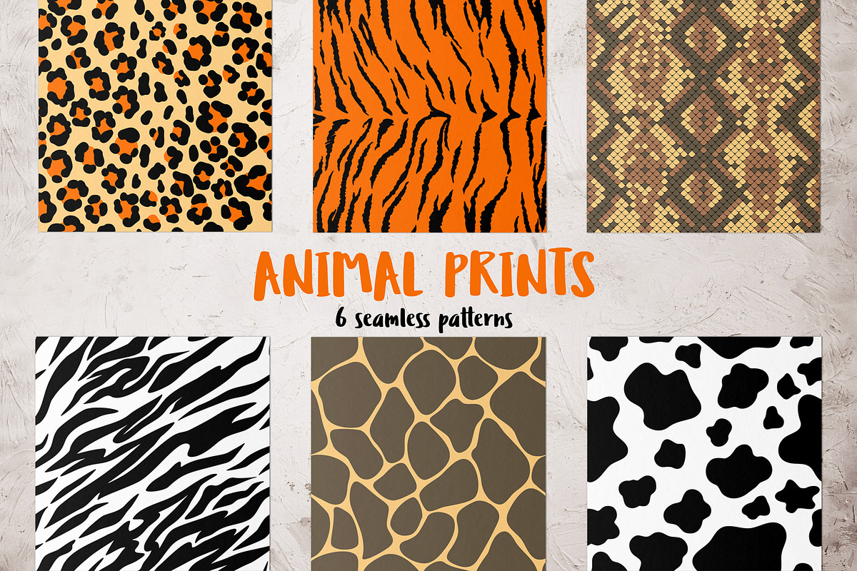 ANIMAL PRINTS. 6 patterns., a Pattern Graphic by pineart