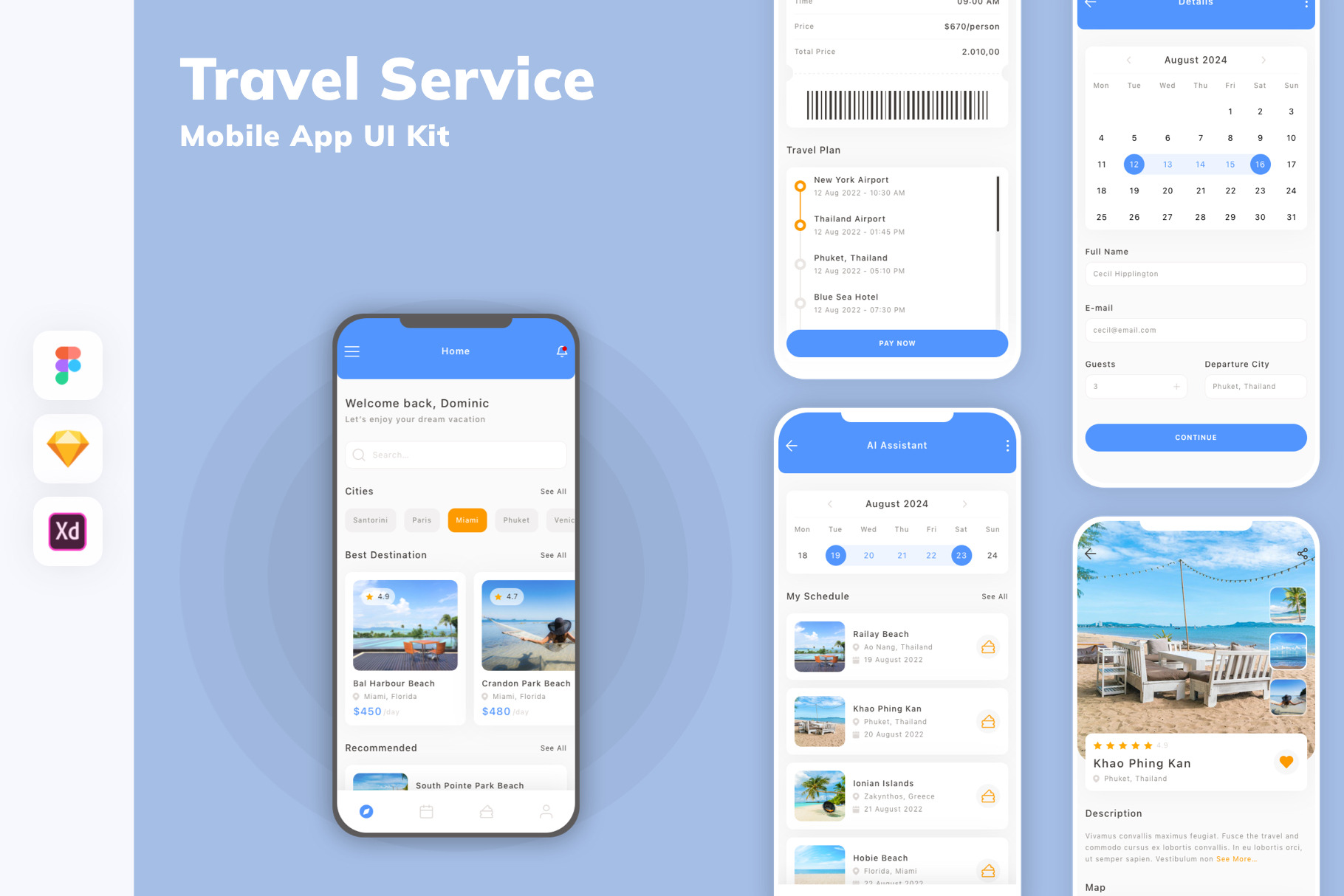 Travel Service Mobile App UI Kit, an UI Kit Template by uicube