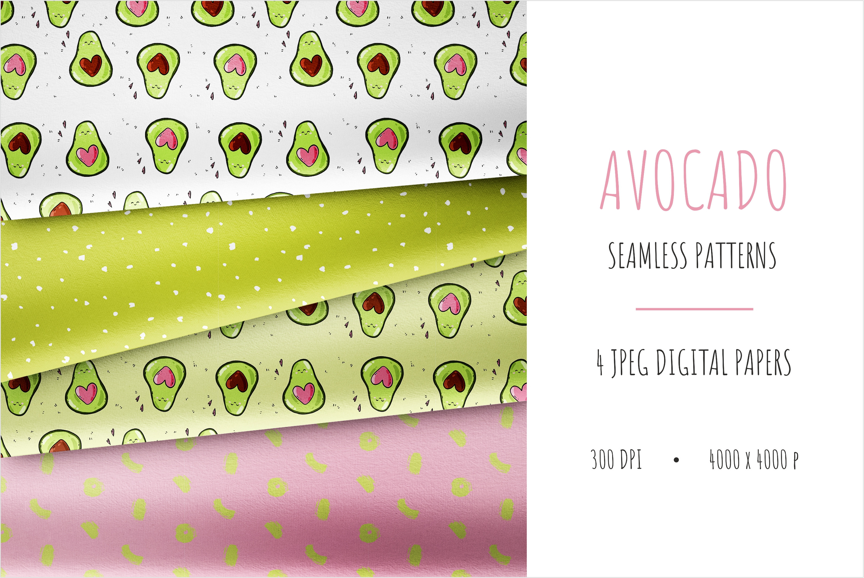 Avocado Pattern Avocado Digital Pape, a Pattern Graphic by uea-design