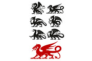 Medieval heraldic dragons, a Graphic by Vector Tradition