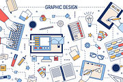 Graphic design line art banners, a Work Illustration by Good Studio