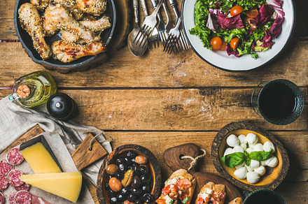 Rustic table set with salad, a Food & Drink Photo by Foxys