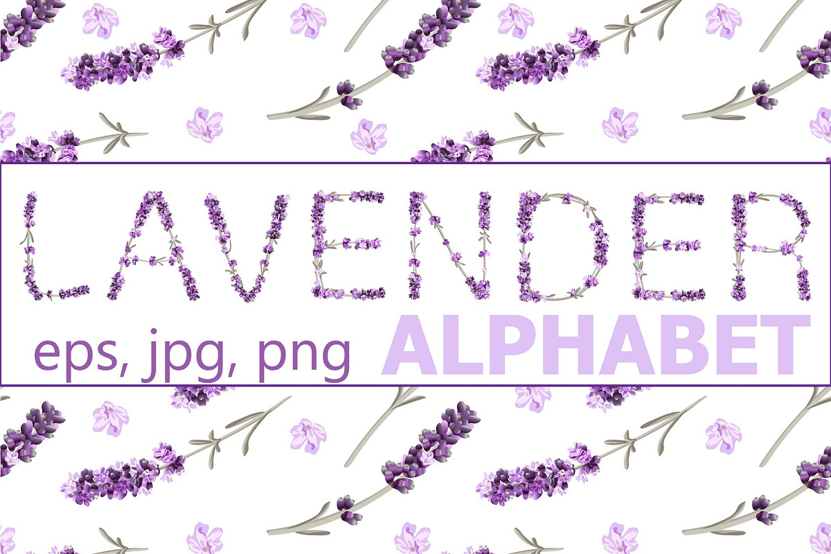Lavender vector alphabet and numbers