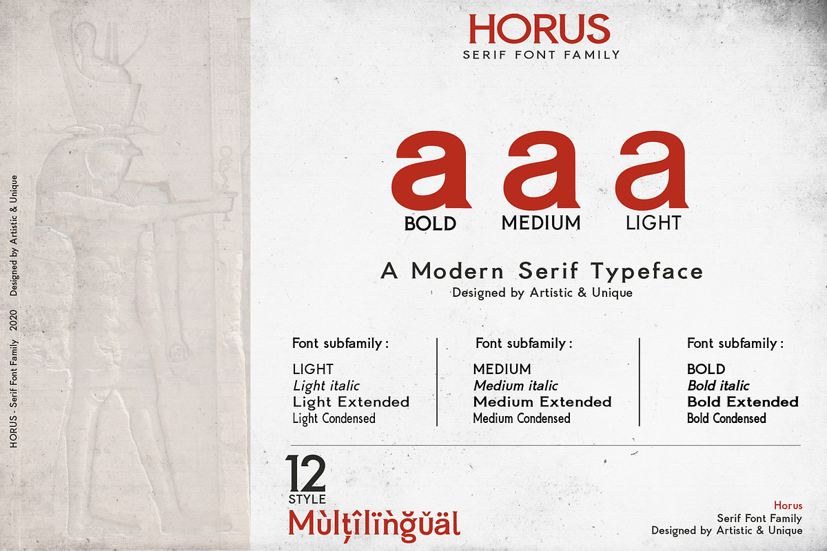 Horus - Serif Font Family, a Serif Font by Artistic & Unique