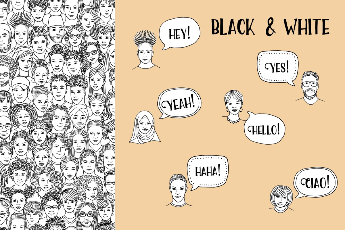 Diversity Face Set: 100 unique faces, a Person Illustration by Franzi draws