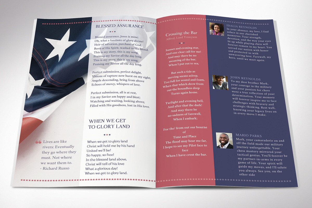 American Military Funeral Program 8 Pg | Creative Market