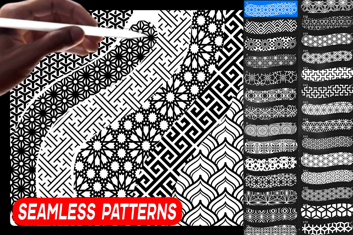 300 seamless patterns brushes, a Brush Add-On by Tatau