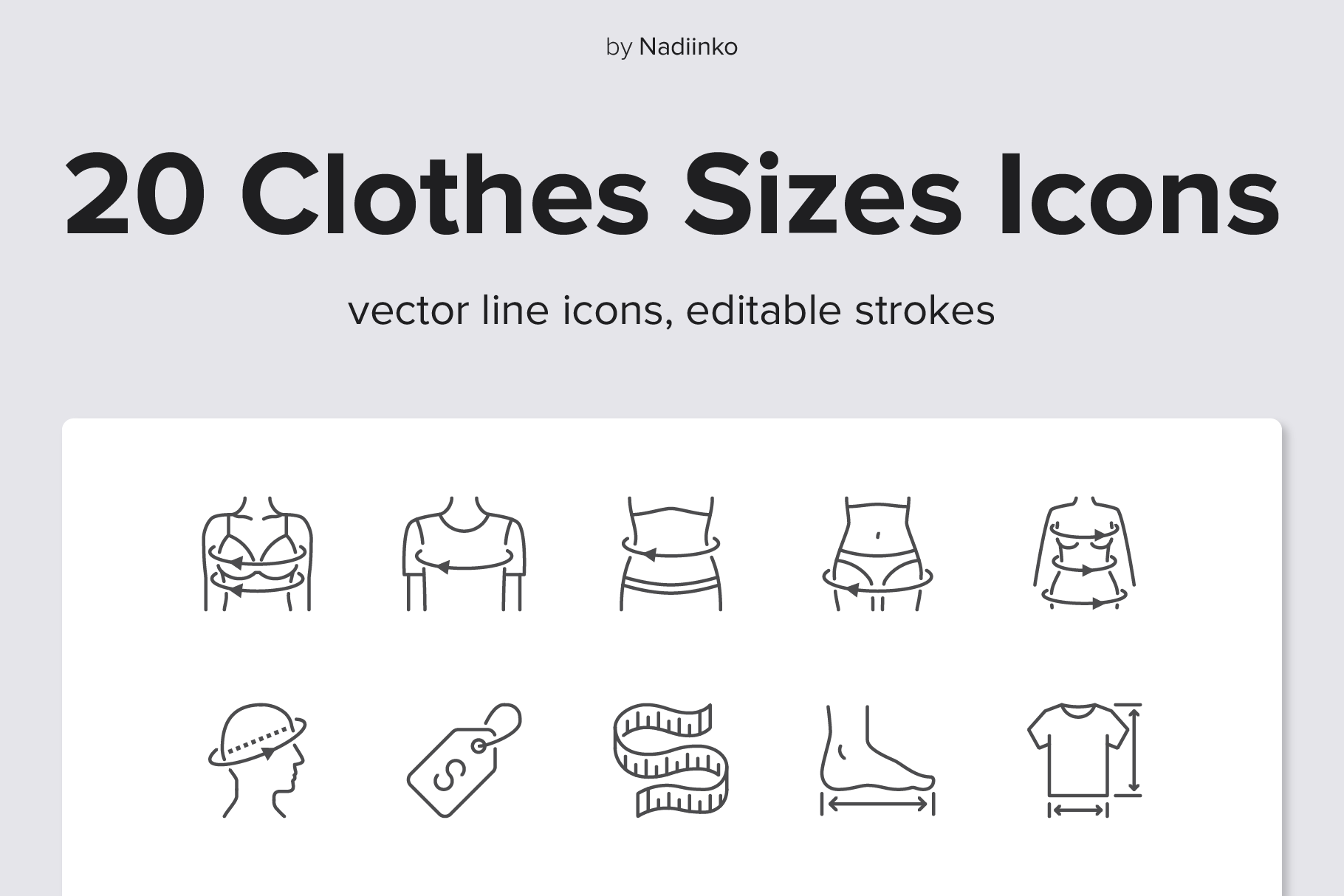 Body Measure Line Icons, an Outline Icon by Nadiinko