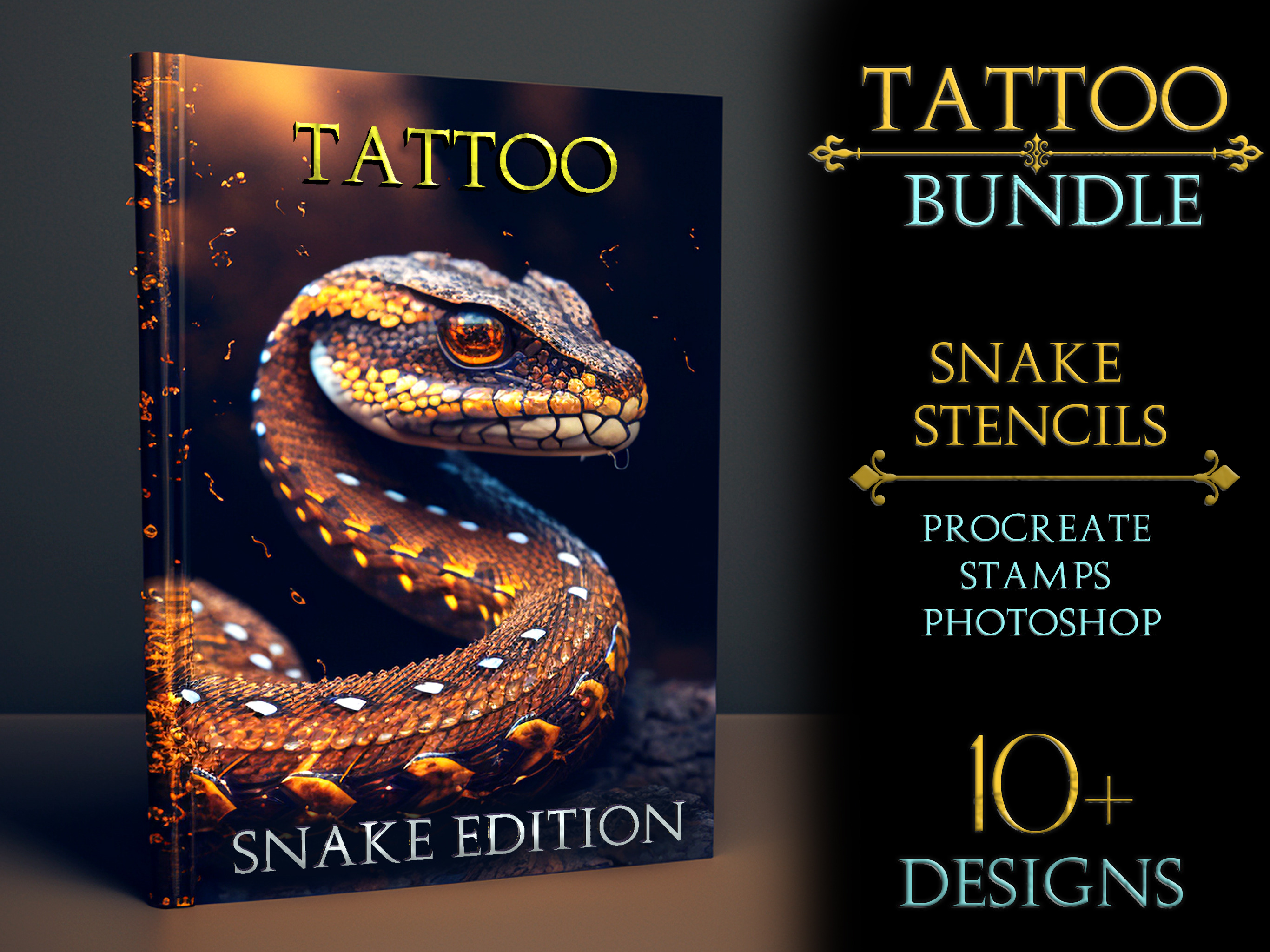 Procreate Snake stencil tattoo bundle