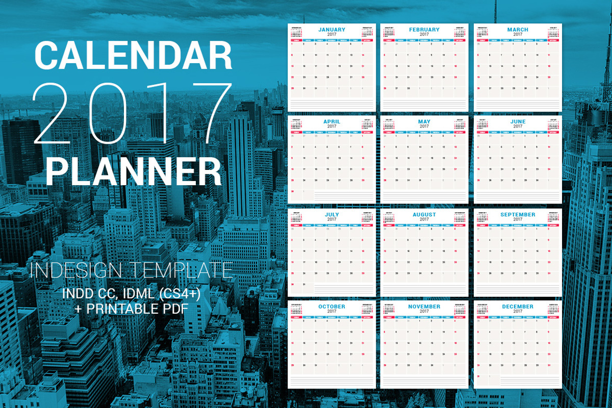 Calendar Planner 2017, a Stationery Template by AntartStock