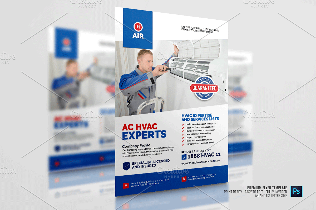 HVAC Repair and Maintenance Flyer, a Flyer Template by PSDPixel