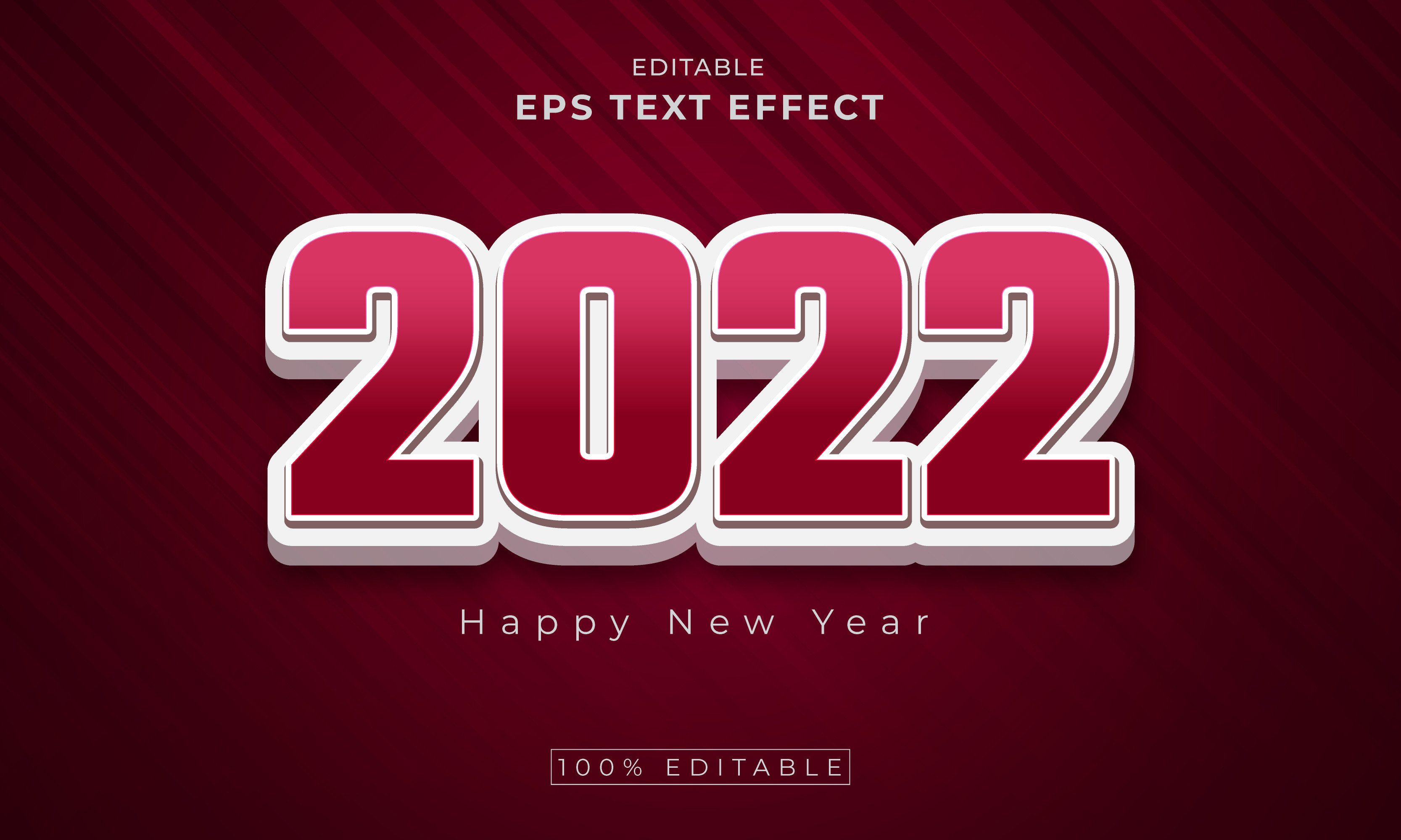 2022 Red editable 3d text effect | Creative Market