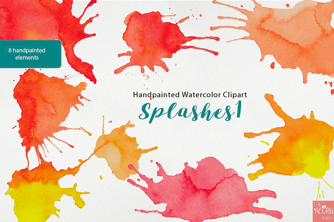 Watercolor Clipart Paint Splashes 1, an Illustration by ...