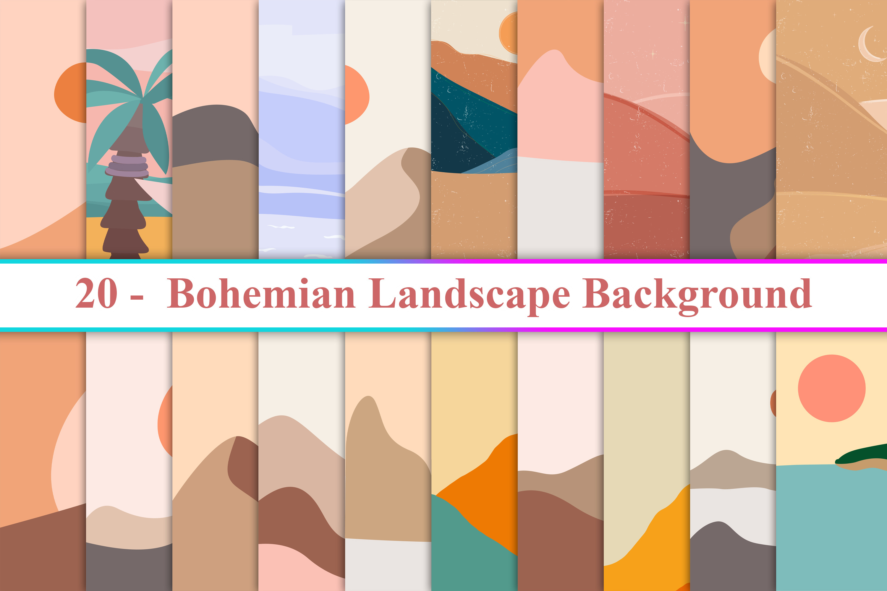 Bohemian Landscape Background, a Decorative Illustration by Digital Studio