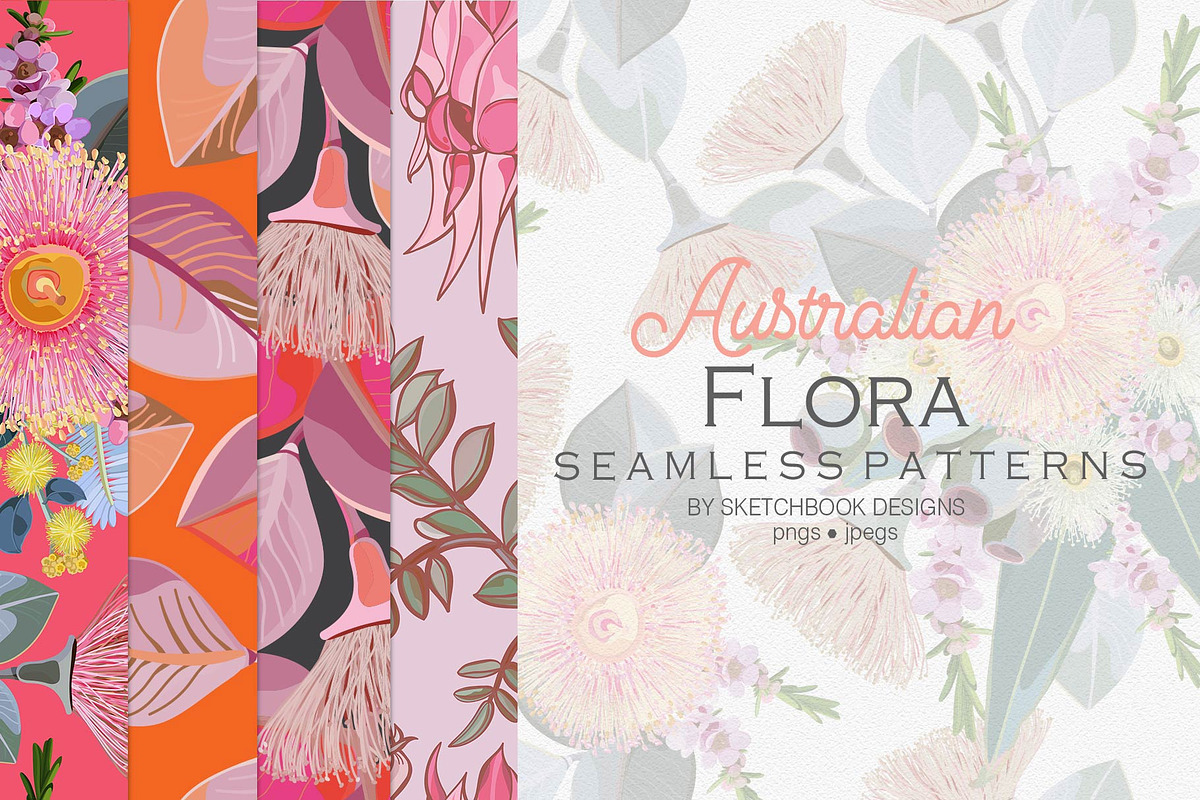 Australian Flora Seamless Patterns, a Pattern Graphic by Sketchbook Designs