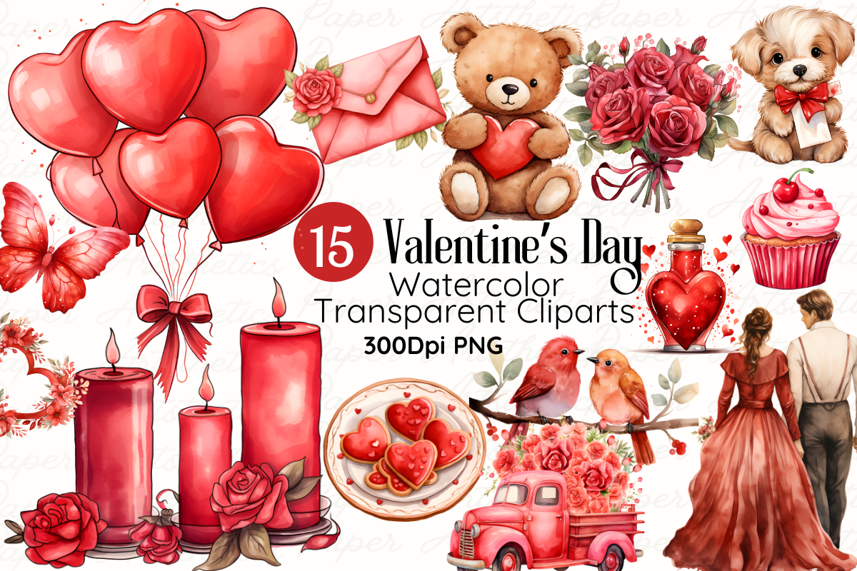 Valentines Day Clipart PNG, a Decorative Illustration by Paper ...