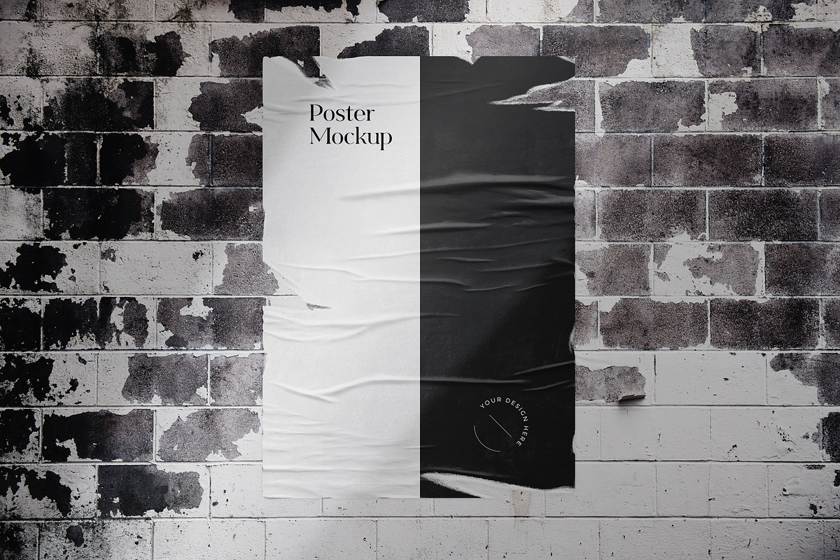 Torn Poster Mockup on Brick Wall, an Advertising Mockup by Design Squad