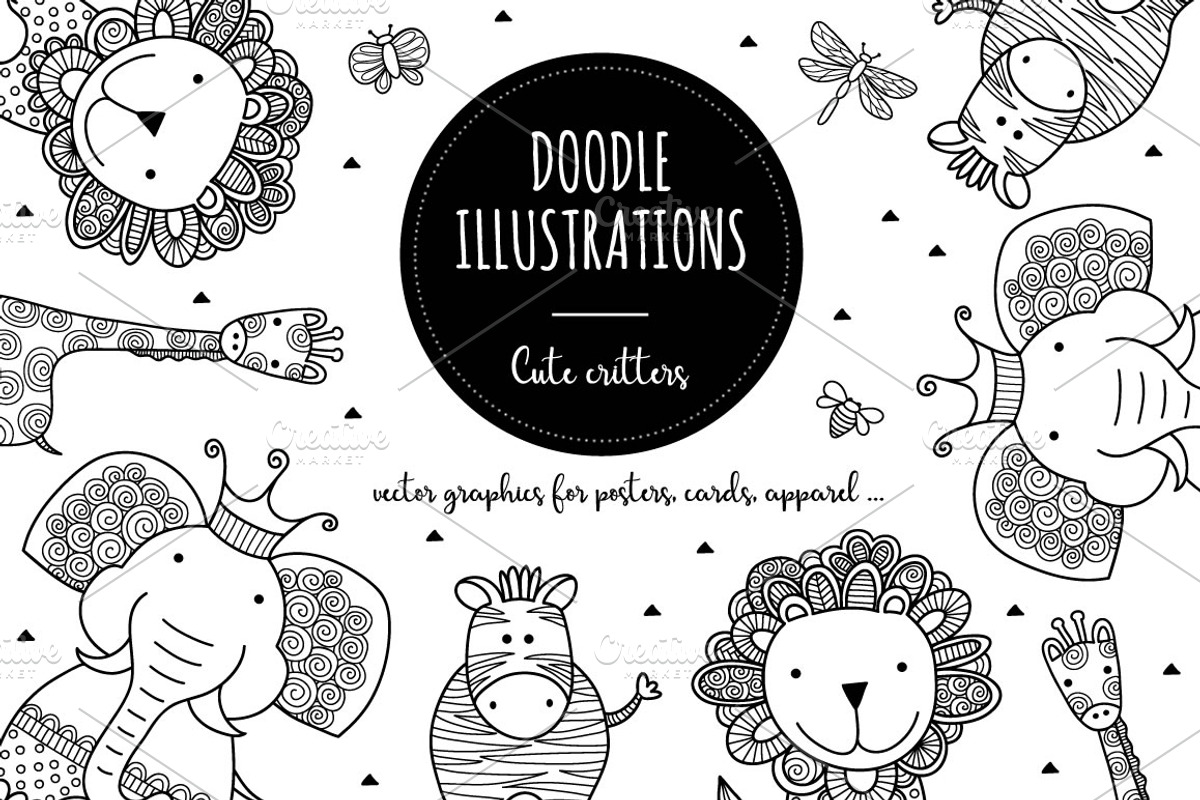 Doodle Critters Illustrations, an Animal Illustration by Tazi Design