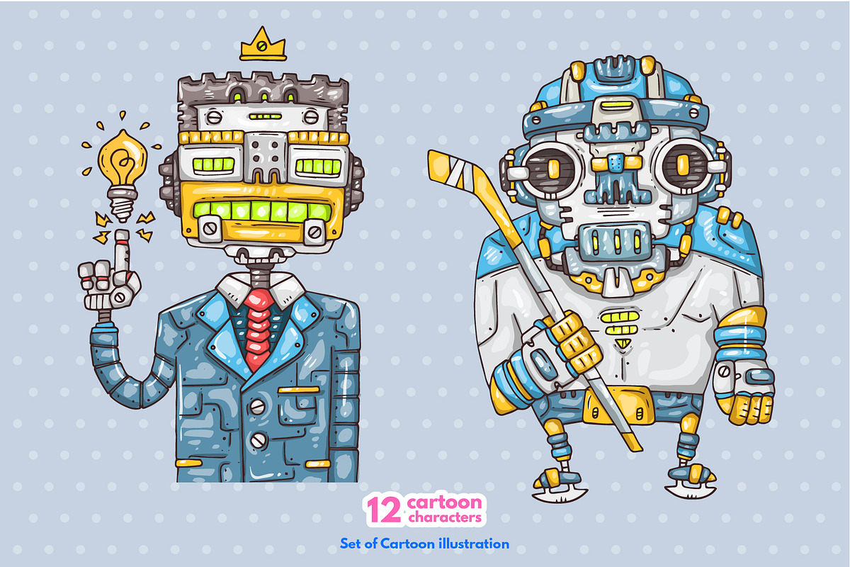 12 Different Cartoon Characters, an Illustration by Andrew_Derr