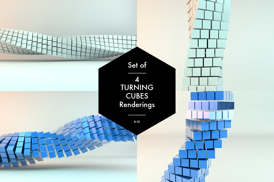 Set of 4 Turning Cubes Sculptures, a Background Graphic by helloSG ...