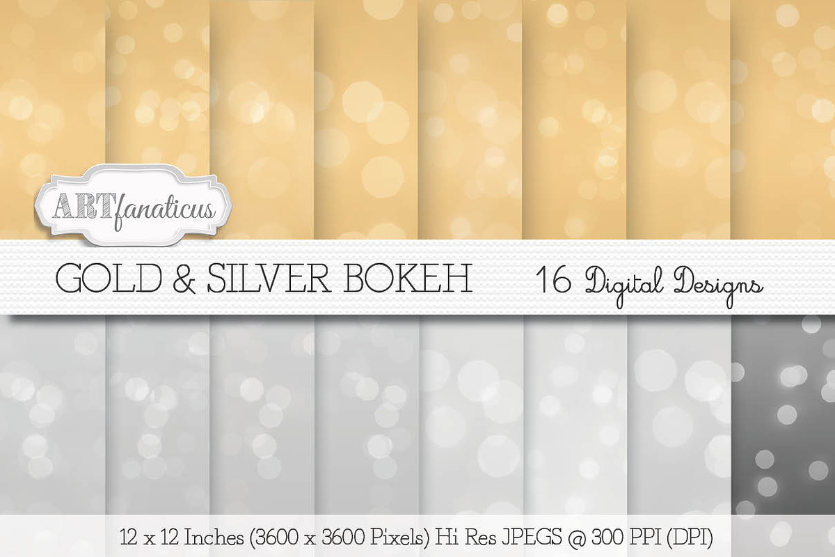 Gold & Silver Bokeh Backgrounds, a Texture Graphic by Artfanaticus