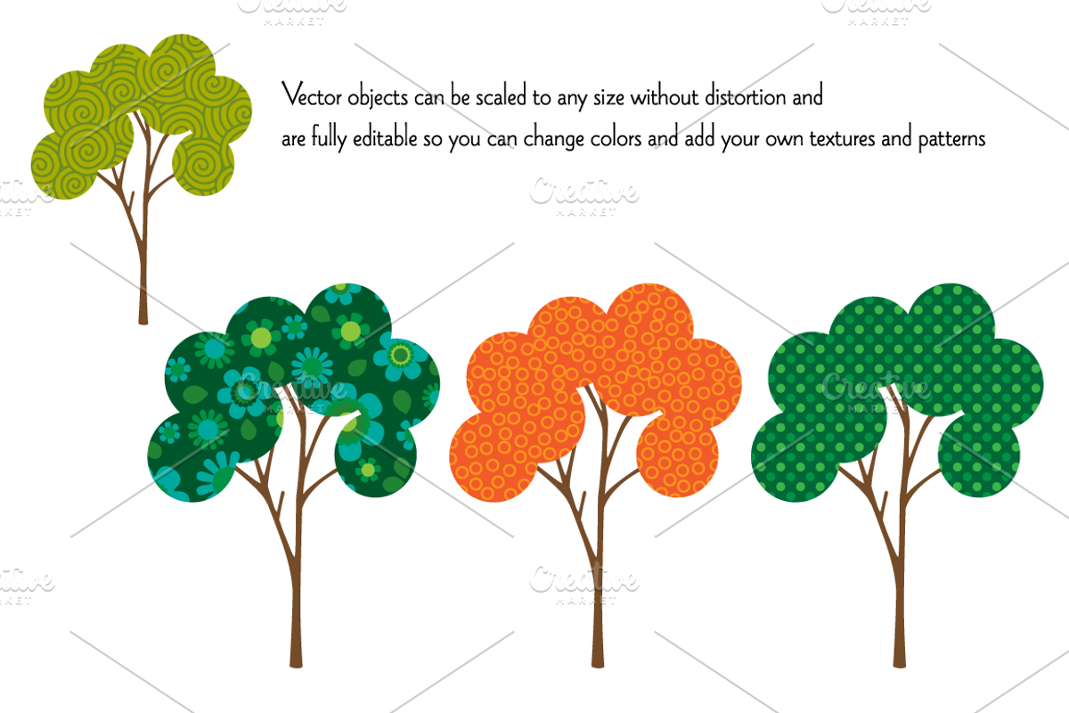Seasonal Trees Clipart, a Decorative Illustration by Melissa Held ...