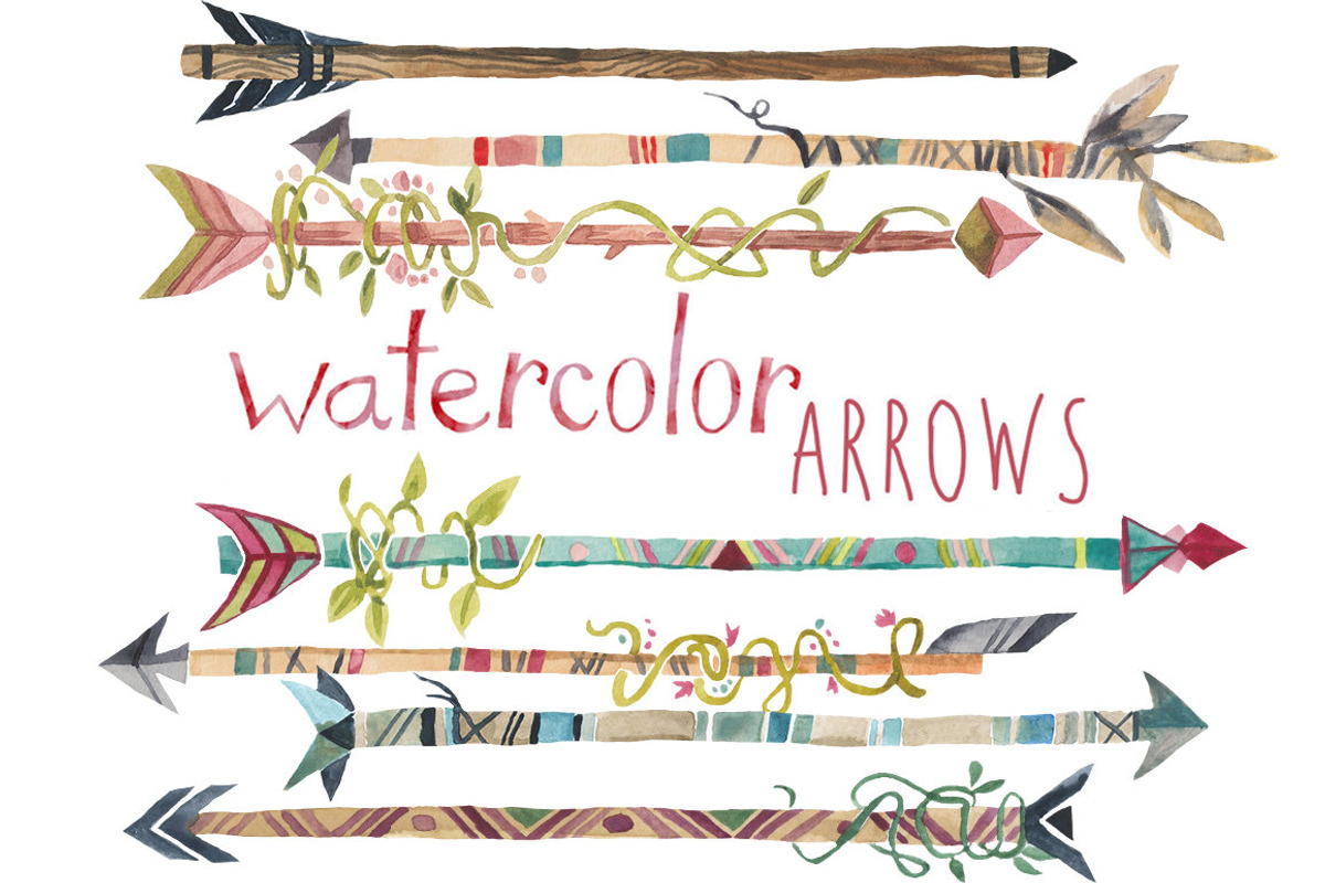 Watercolor Arrows Clip Art, a Decorative Illustration by Digital Press ...