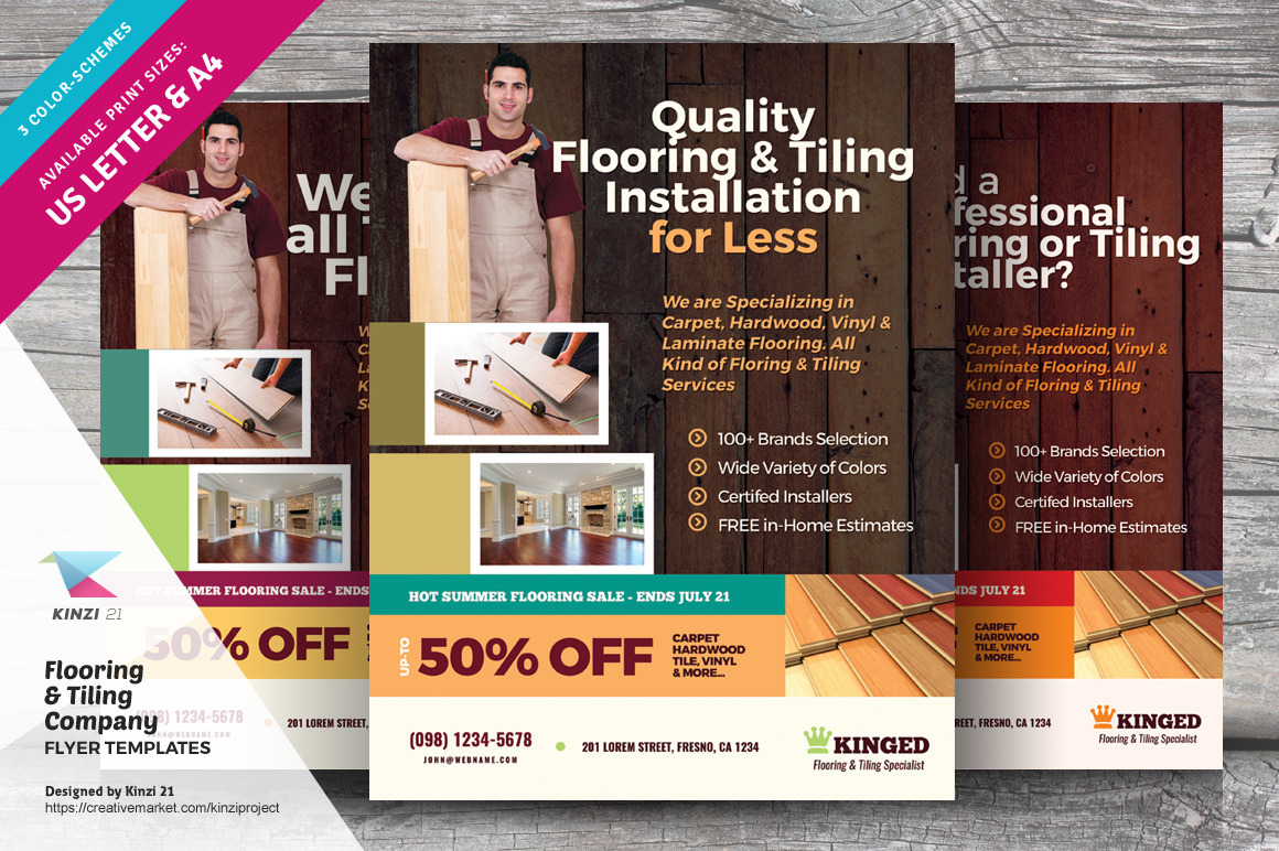 Flooring & Tiling Company Flyers, a Flyer Template by kinzi21