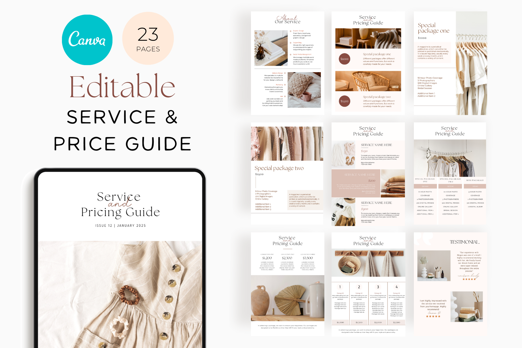 Service and Pricing Canva template