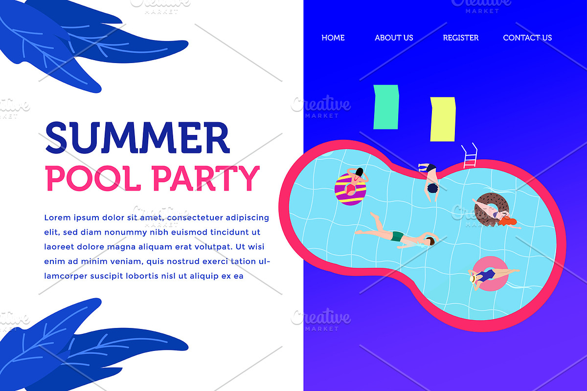 Landing page summer pool party, a Landing Page Template by bungamustia