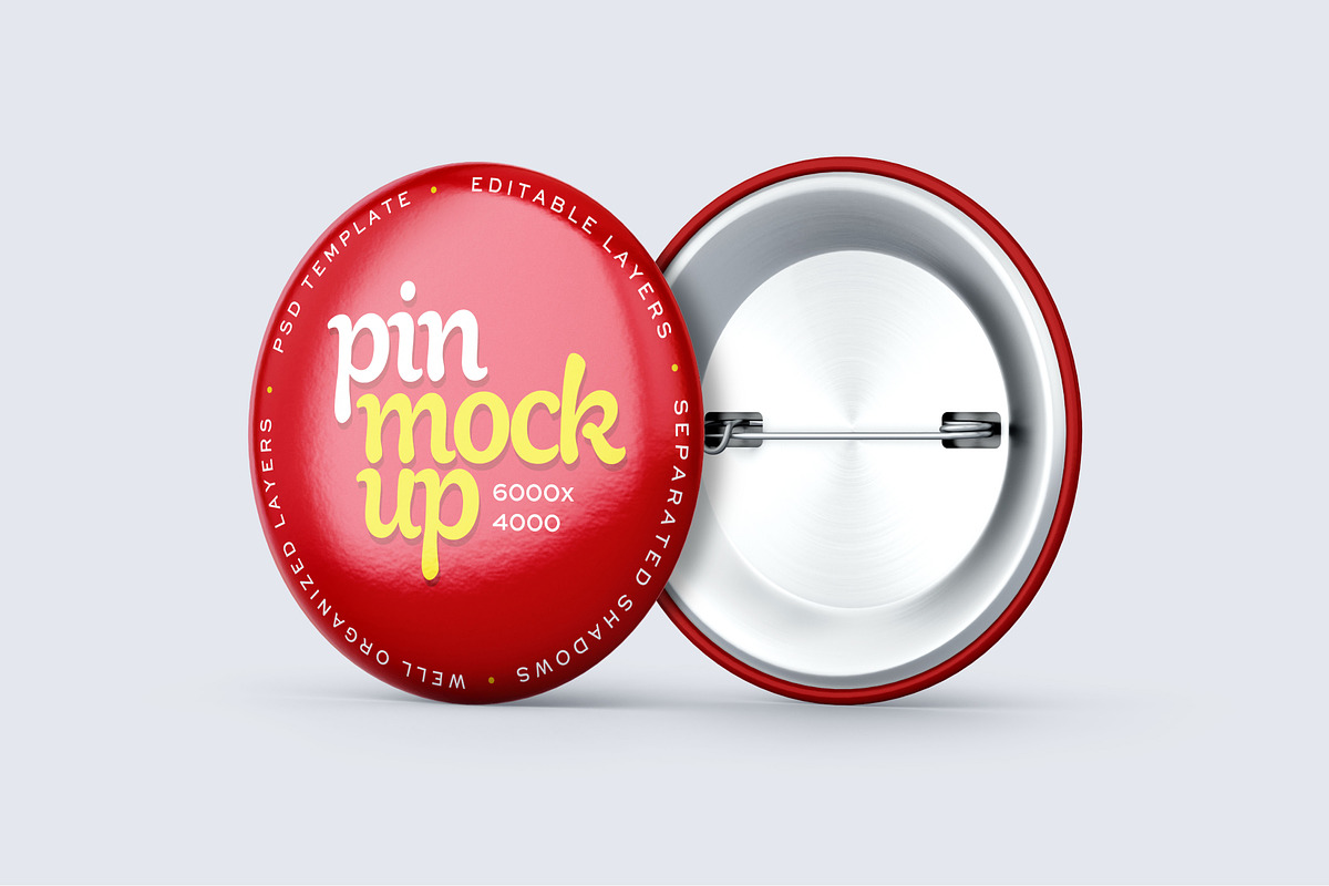 Pin Button Mockup Set, an Advertising Mockup by Deeplab