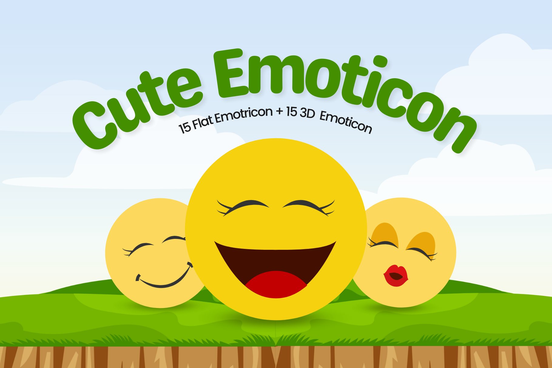 30 Set Cute Emoticon Vector, an Emoji Icon by mahstudios