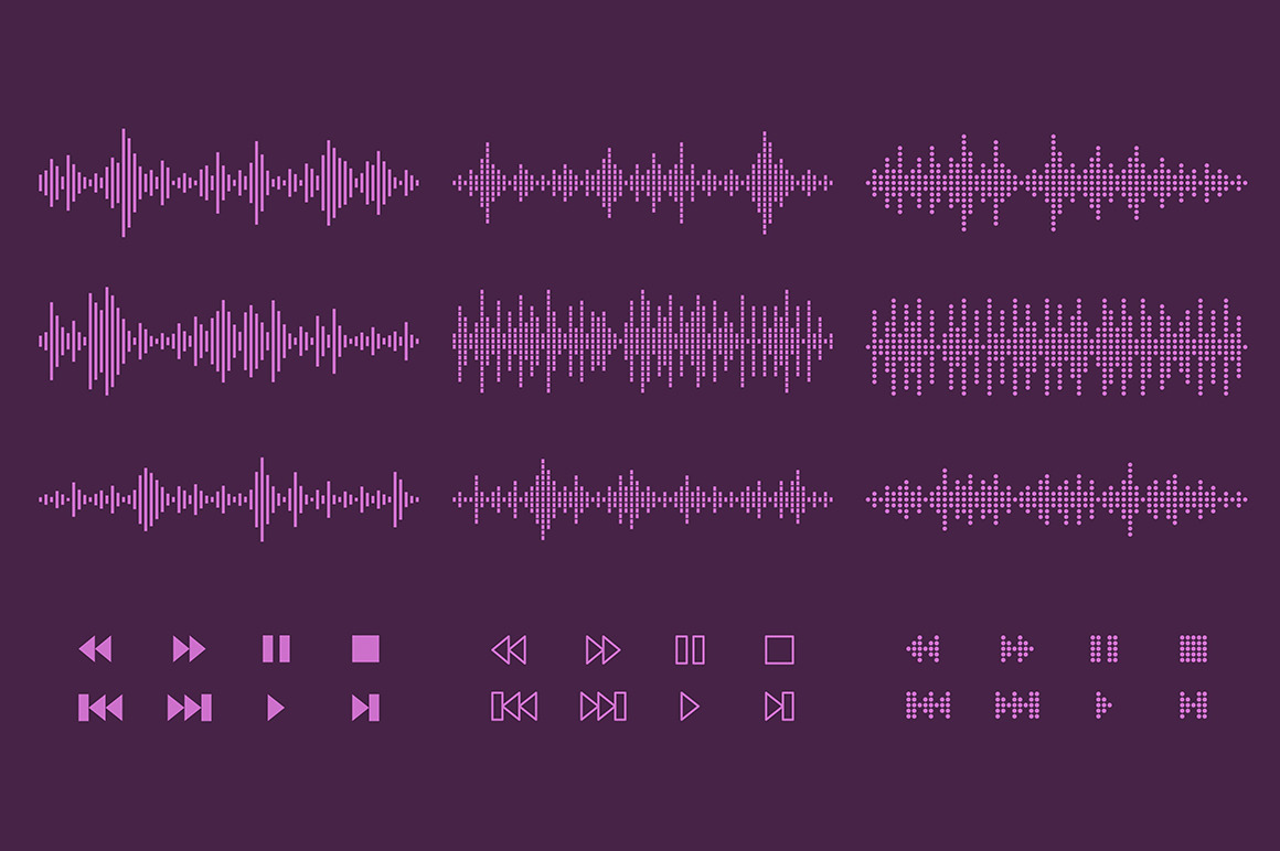Sound waves/audio buttons set, a Graphic by Flower Travelin Man
