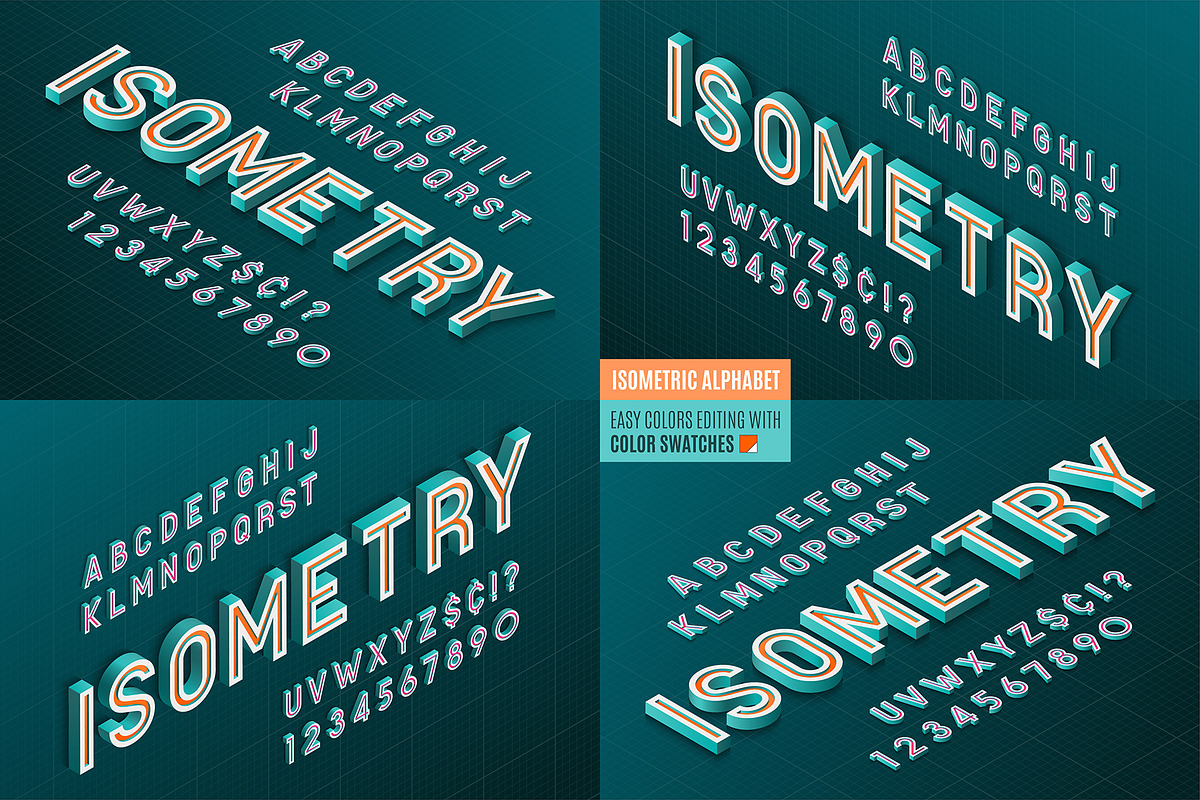 Isometric alphabet 4 in 1., an Illustration by RevelStockart