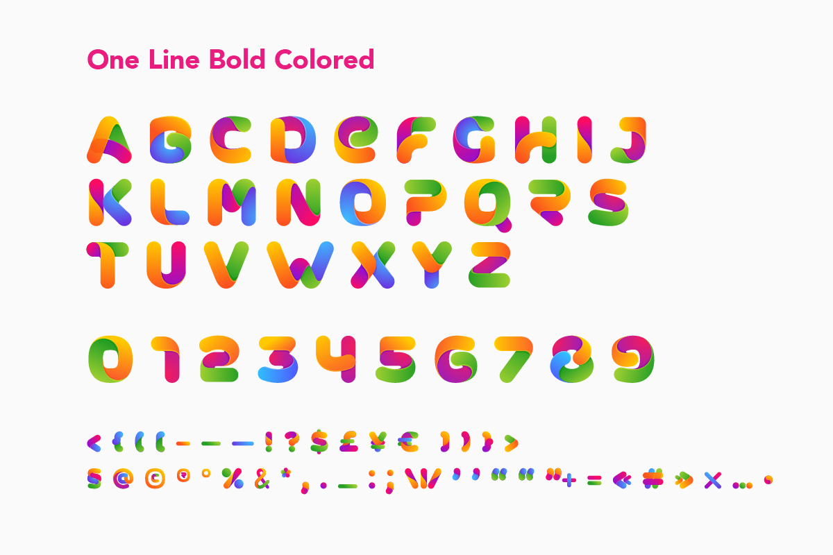 One Line Bold Colored font, a Symbol Font by kaer_shop