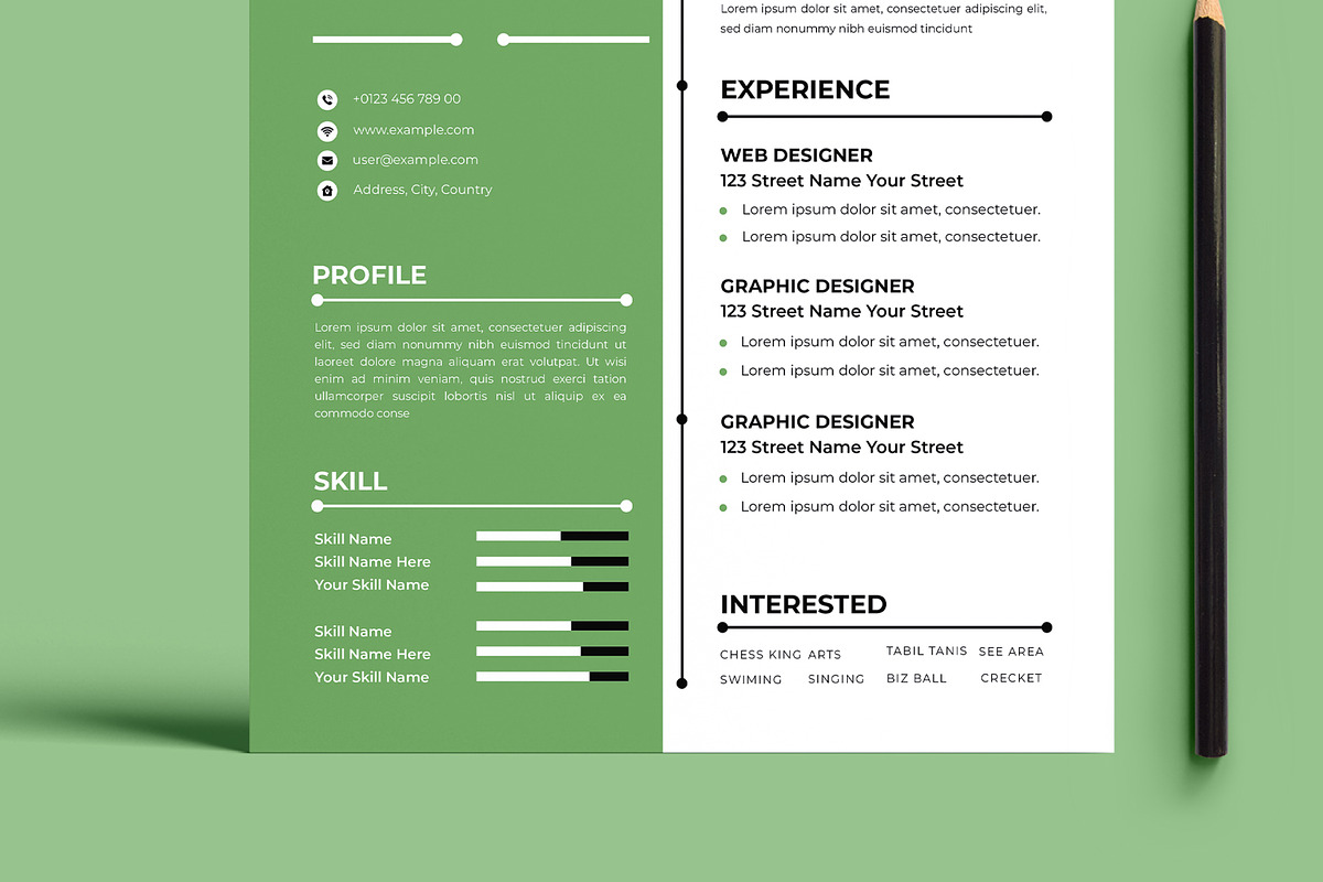 Green Resume Design Template