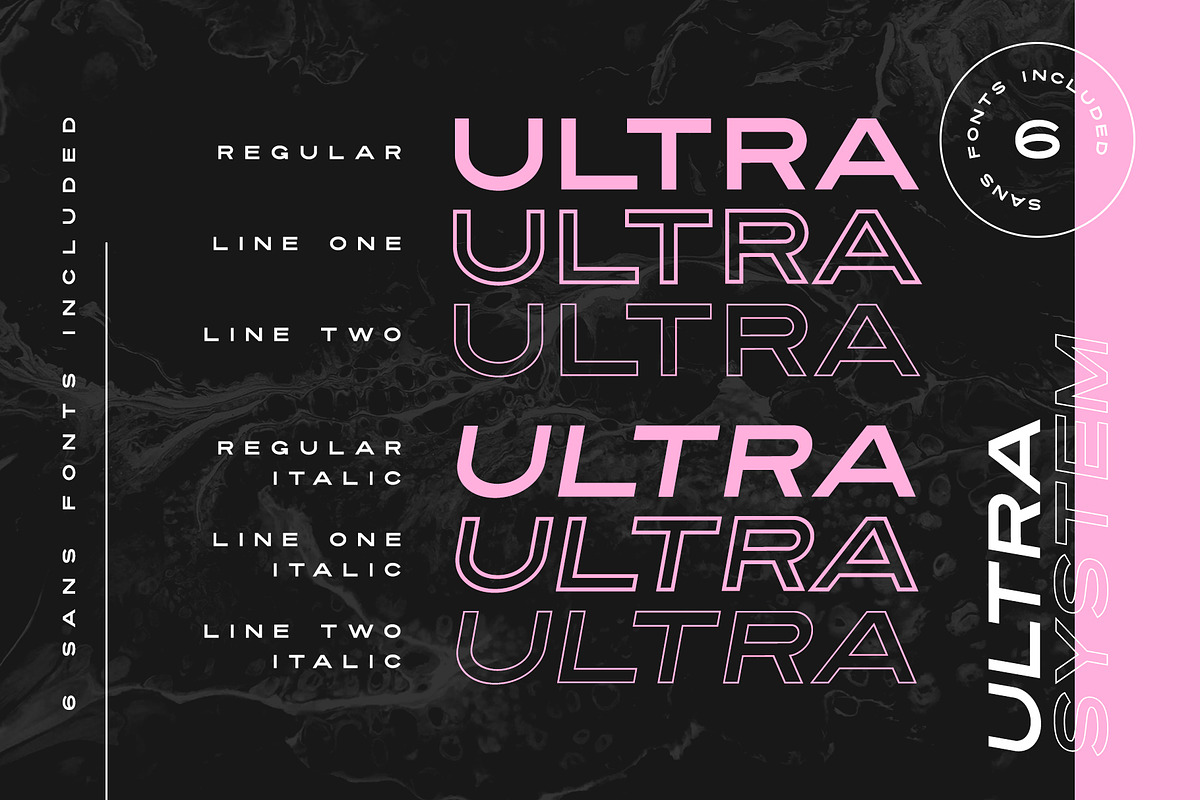 Ultra System Sans & Script, a Sans Serif Font by Sam Parrett