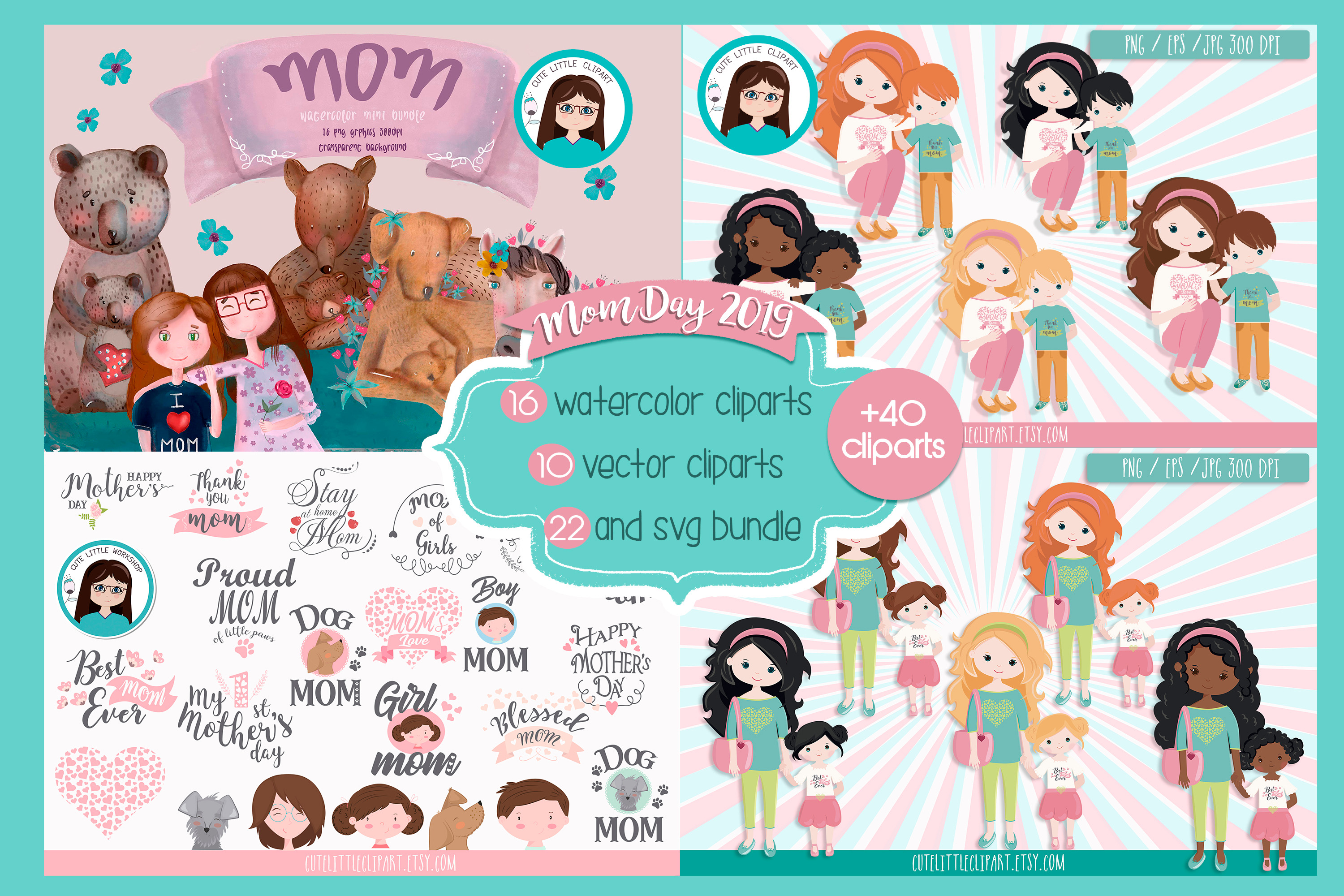 Mothers Day Bundle, an Illustration by Cute Little Workshop