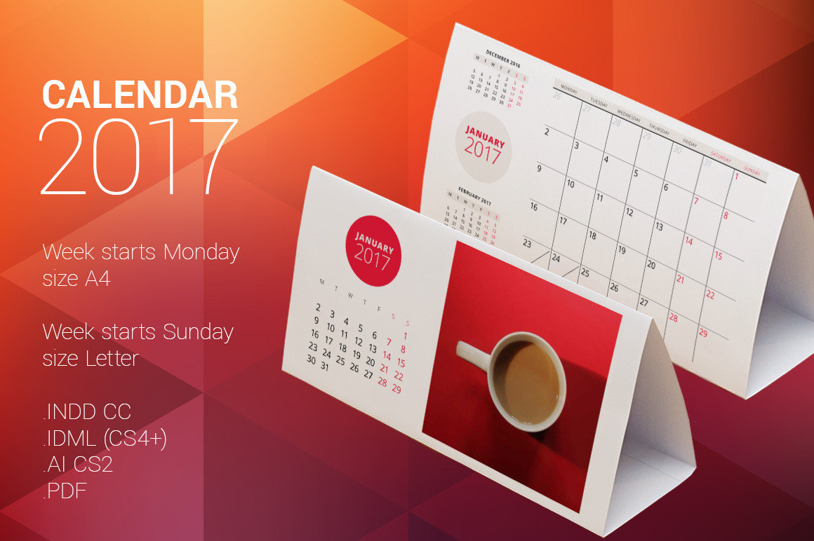 Desk Calendar 2017, a Stationery Template by AntartStock