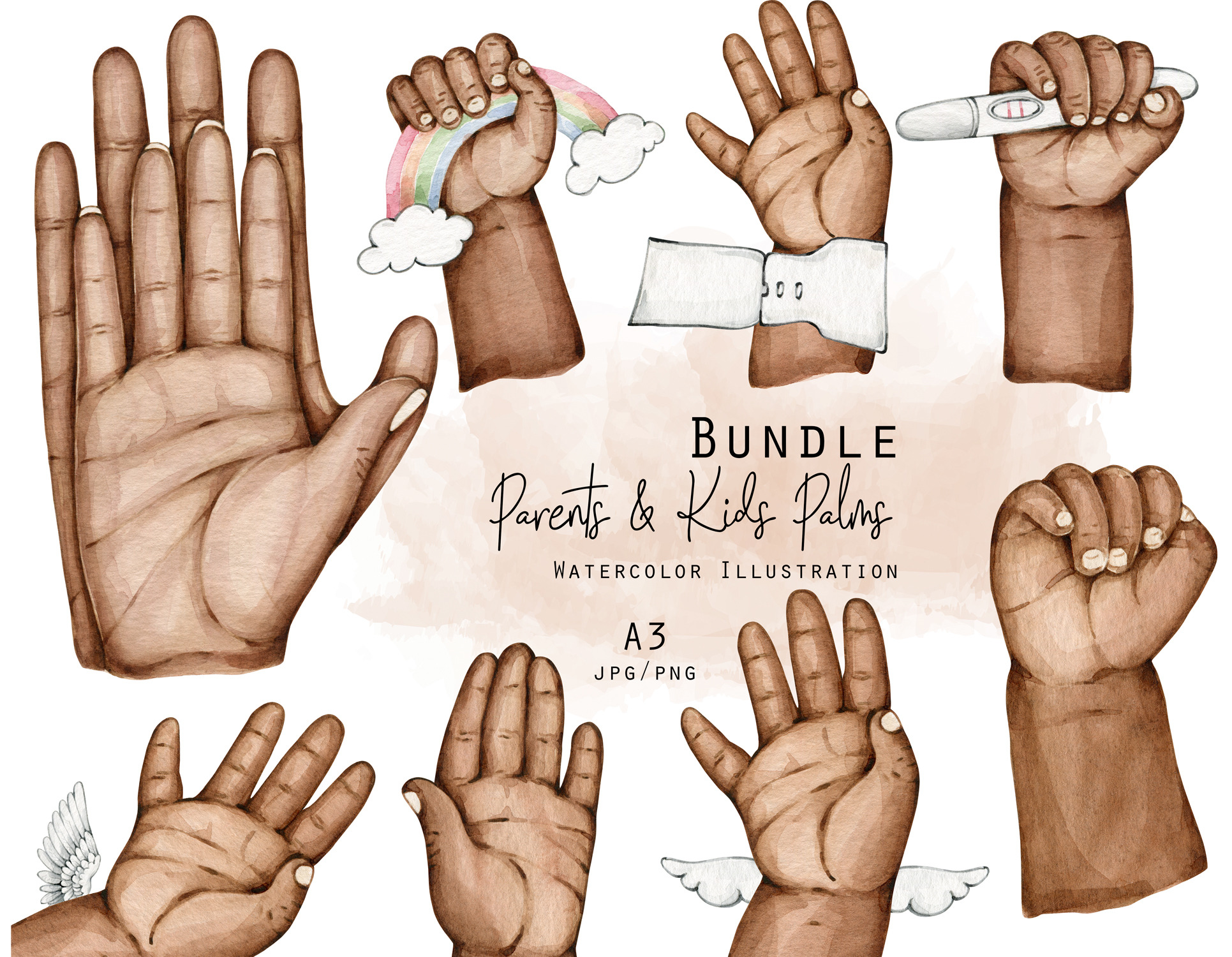 SALE -50% Bundle Parents & Kids Palm, a Decorative Illustration by ...