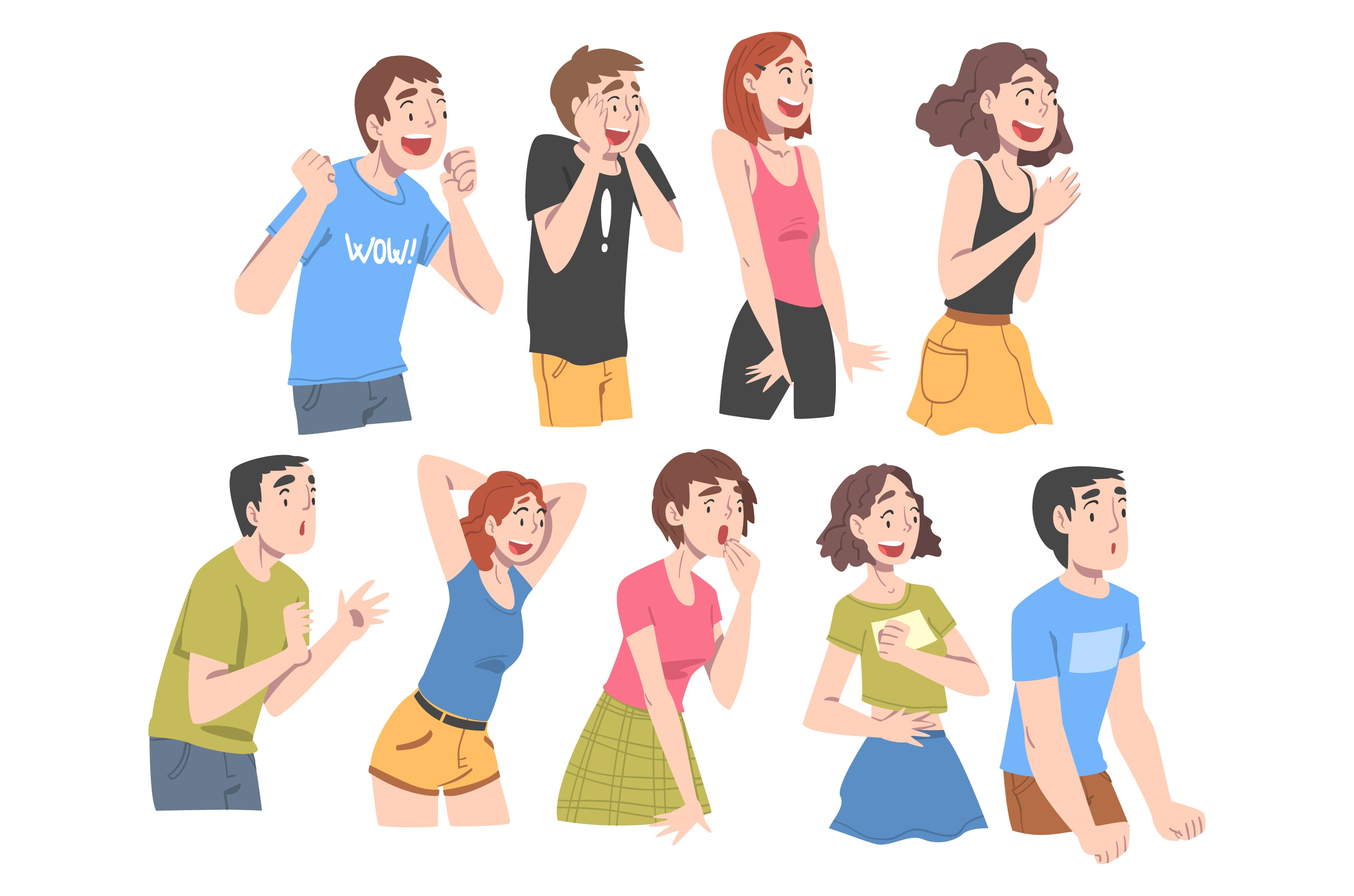 People with Shocked Face Expression | People Illustrations ~ Creative ...