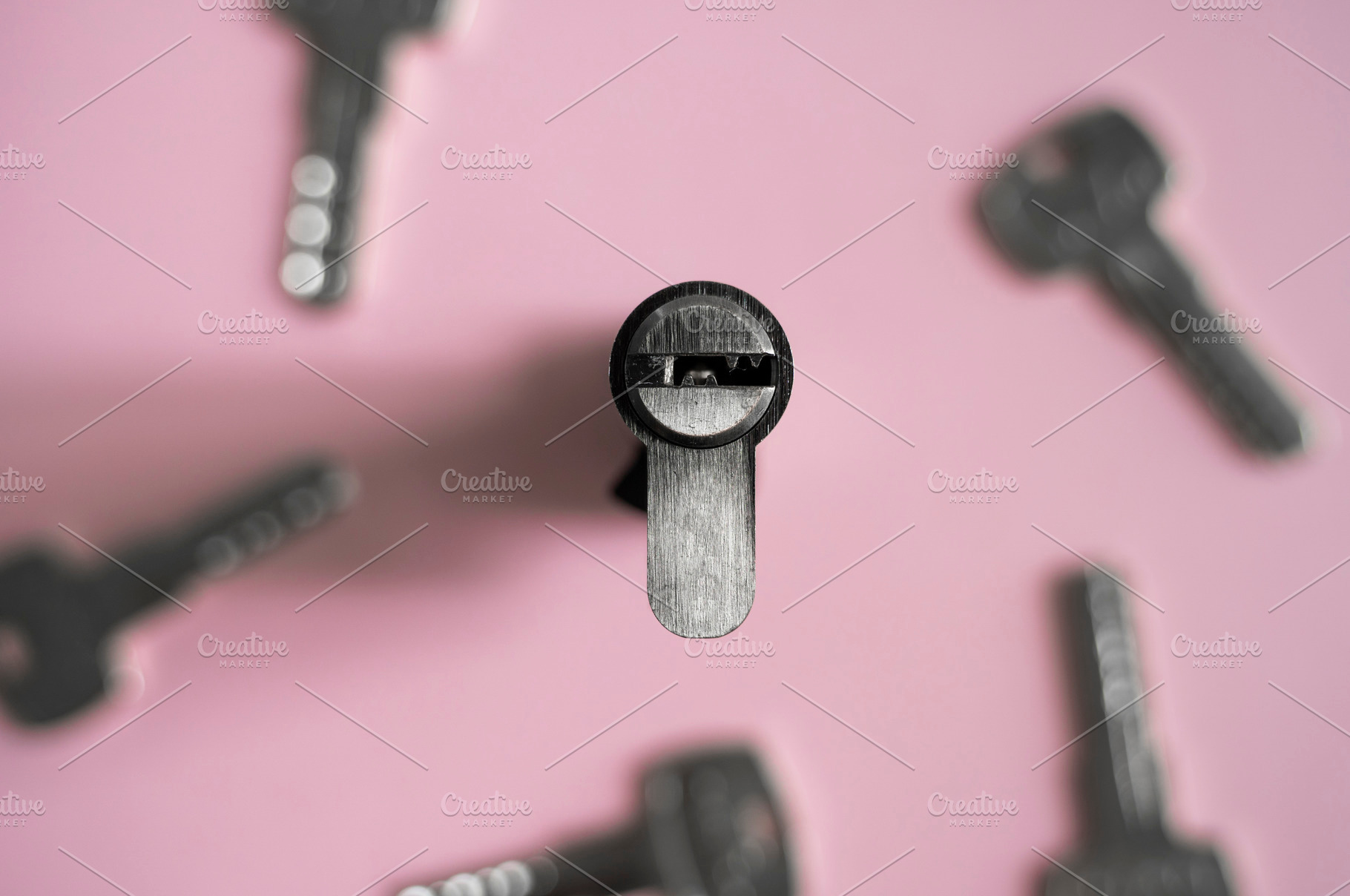 A door lock cylinder core with keys featuring safety, metal, and lock ...