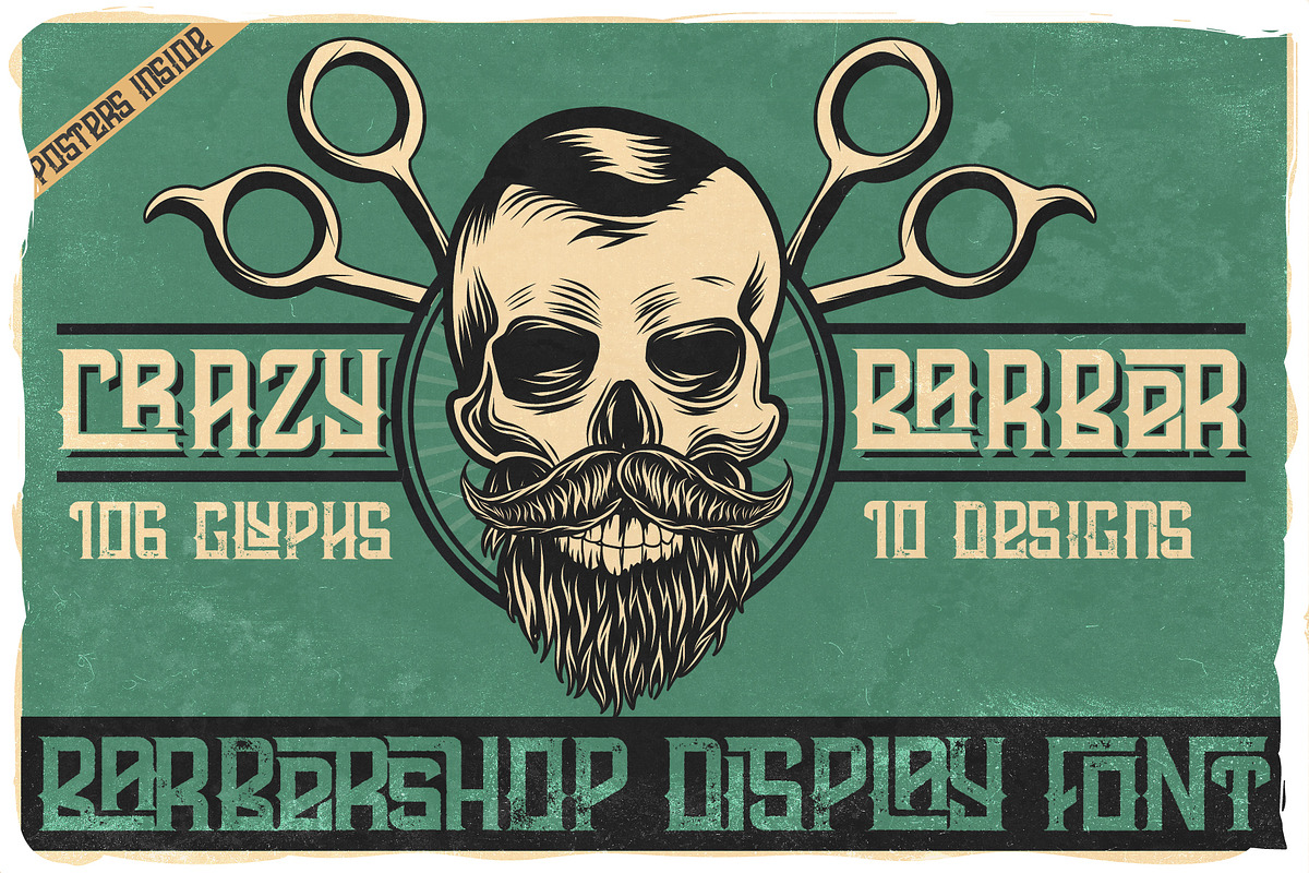 Crazy Barber font with bonuses, a Symbol Font by Heather_insane