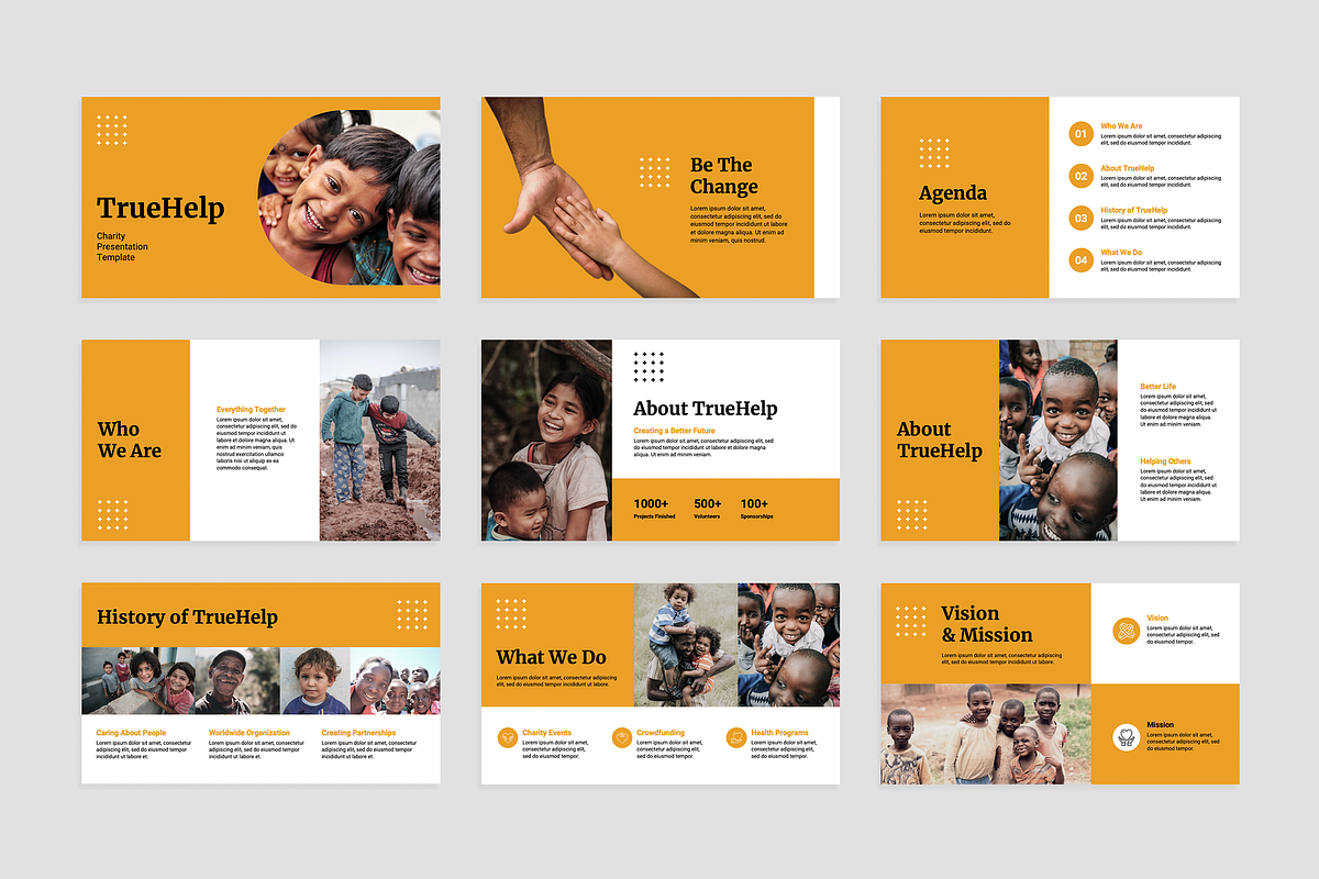 Charity PowerPoint Template, a Presentation Template by Flat Icons
