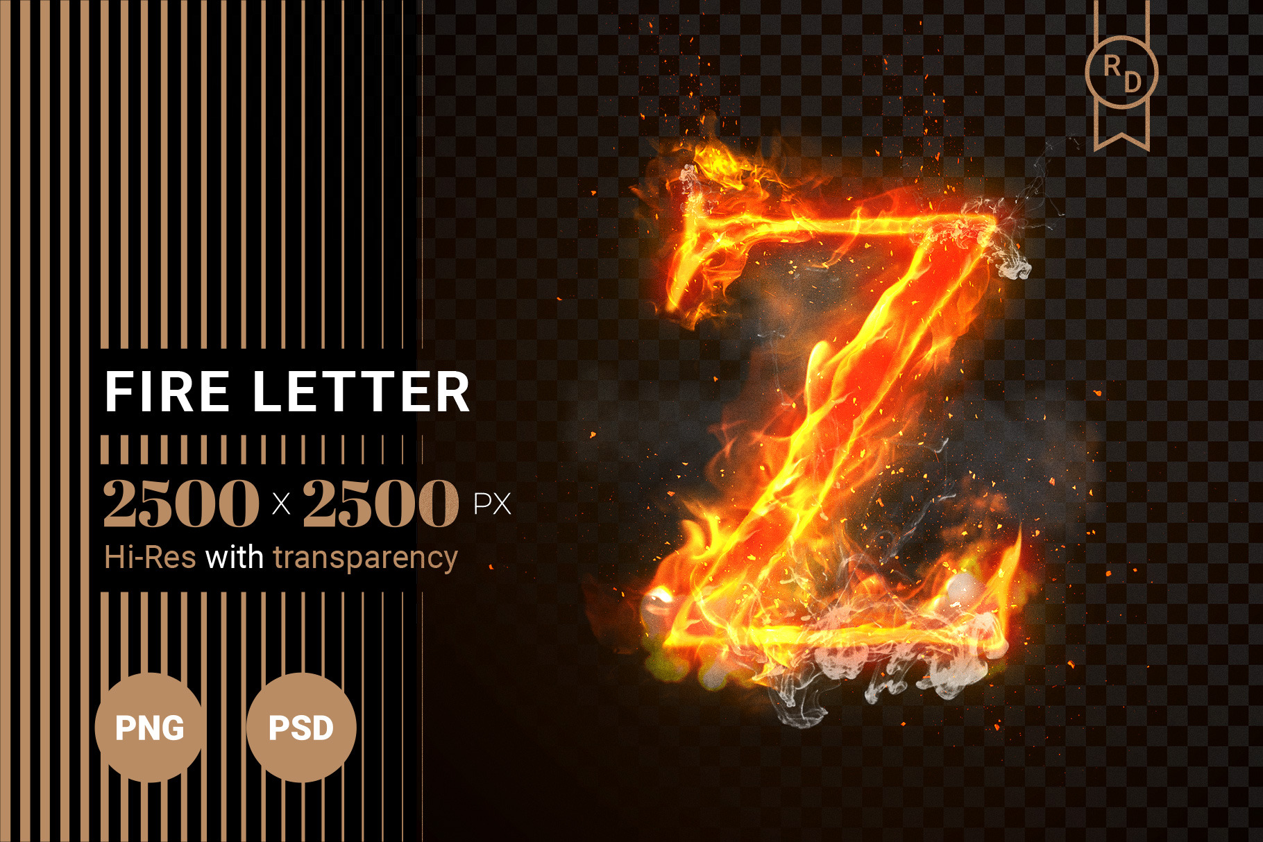 Fire Letter Z of burning flame (PSD), an Illustration by Ron Dale